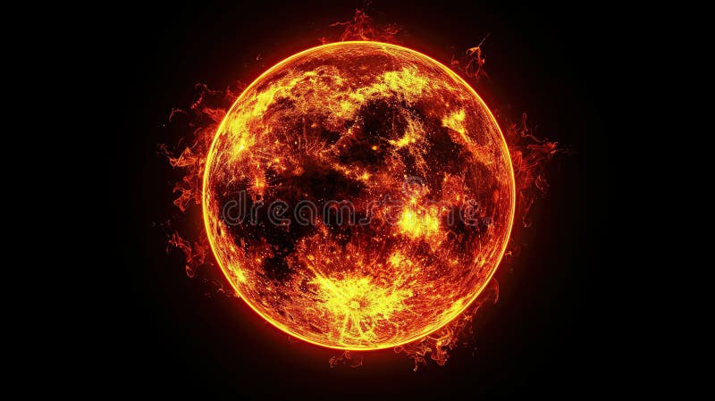 Fiery Sun in the Cosmos stock illustration. Illustration of burning ...