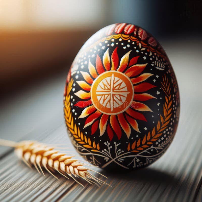 Fiery Sun Easter Egg stock illustration. Illustration of design - 368937664