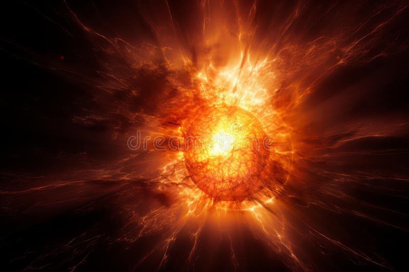 Fiery Sun Explosion in Space Stock Illustration - Illustration of ...