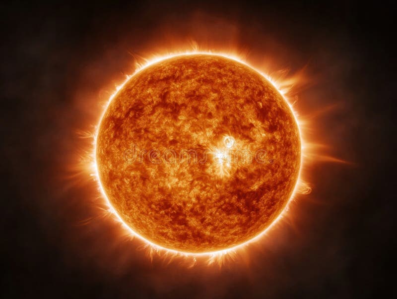 Fiery Sun with Solar Flares Stock Illustration - Illustration of ...