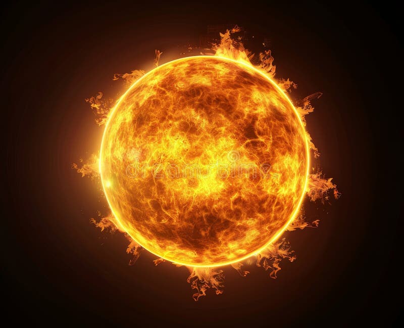 Fiery Sun with Solar Flares in Space Stock Illustration - Illustration ...