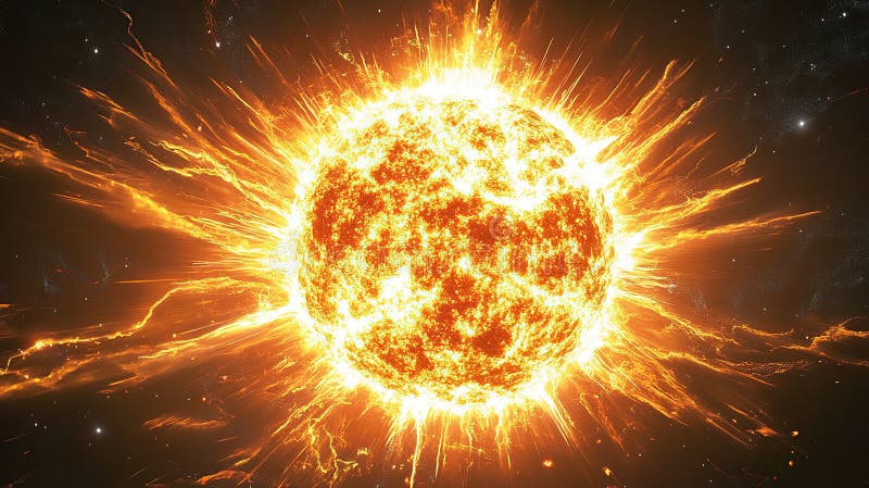 Fiery Sun Star Space Energy Power Cosmic Background Stock Illustration ...