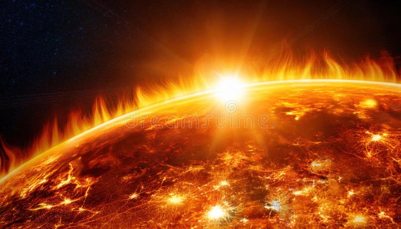 Fiery Sun Surface with Glowing Flares and Intense Heat in the Cosmos ...
