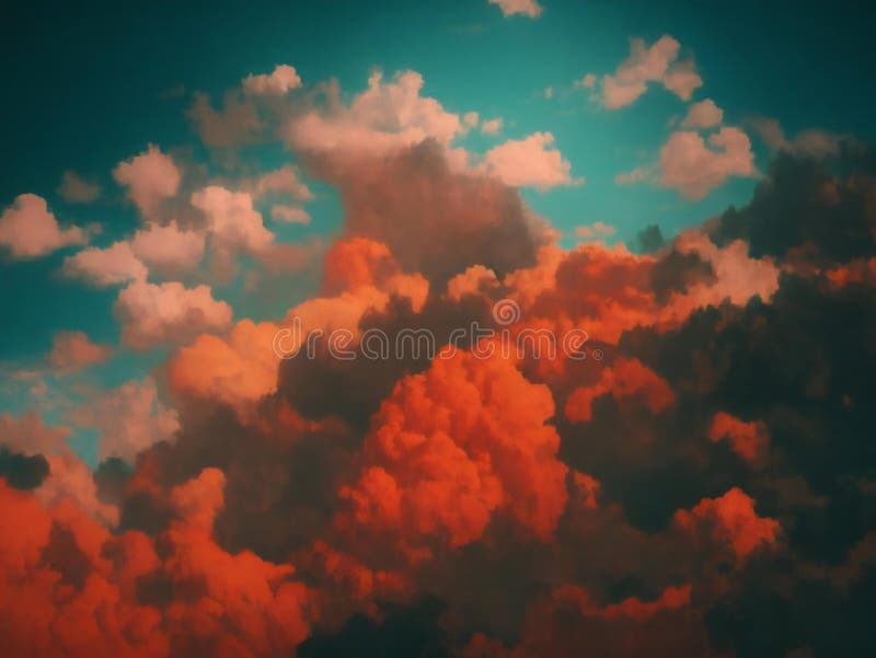 Fiery Sunset Cloudscape: a Breathtaking Celestial Canvas Stock Illustration - Illustration of ...