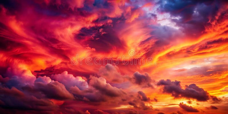 Fiery Sunset Cloudscape a Dramatic Display of Color and Texture in the ...