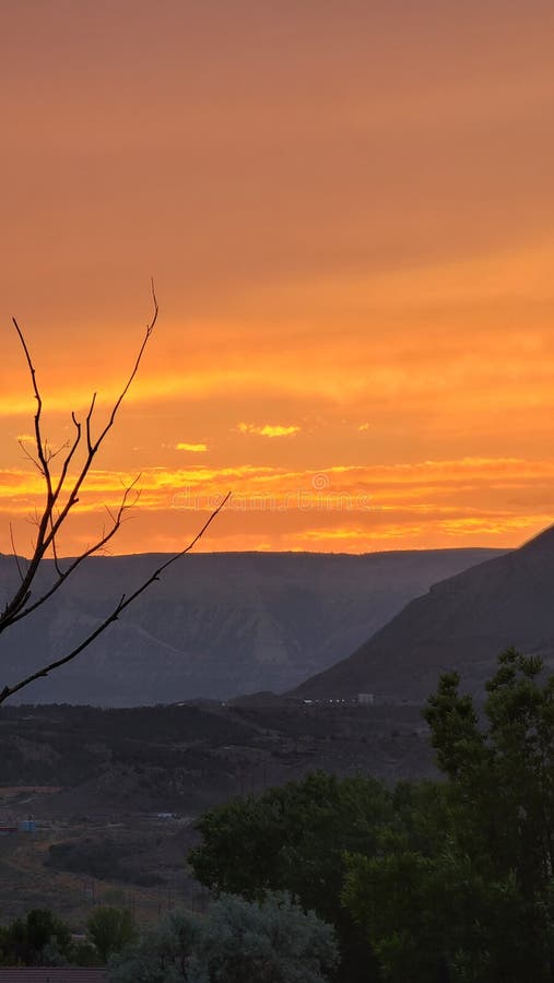 Fiery Sunset Colorado Sky Beautiful Orange Stock Photo - Image of ...