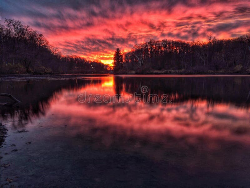 Lake on Fire stock photo. Image of fire, landscapes, creek - 62709498