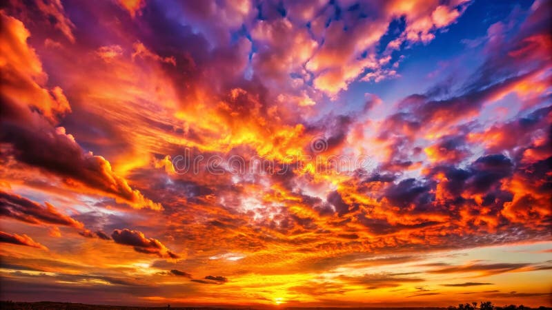 Fiery Sunset Hues Paint a Dramatic and Colorful Sky with Vivid Clouds ...