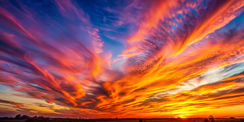 Fiery Sunset Hues Paint the Evening Sky with Dramatic Color and Texture ...