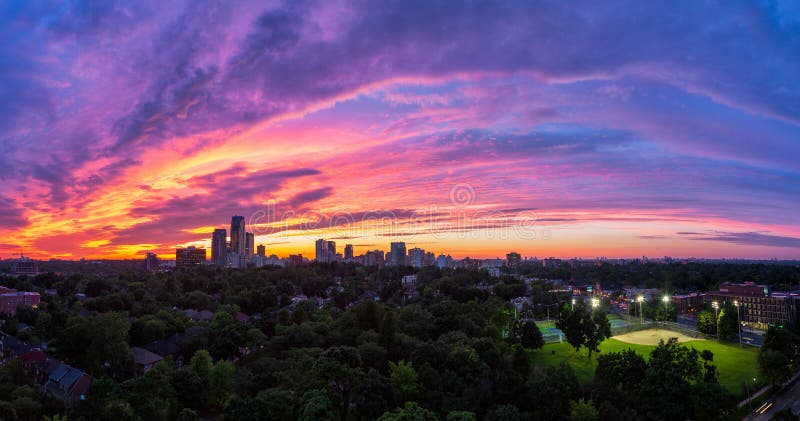 A Fiery Sunset Over Midtown Toronto Stock Photo - Image of fiery ...