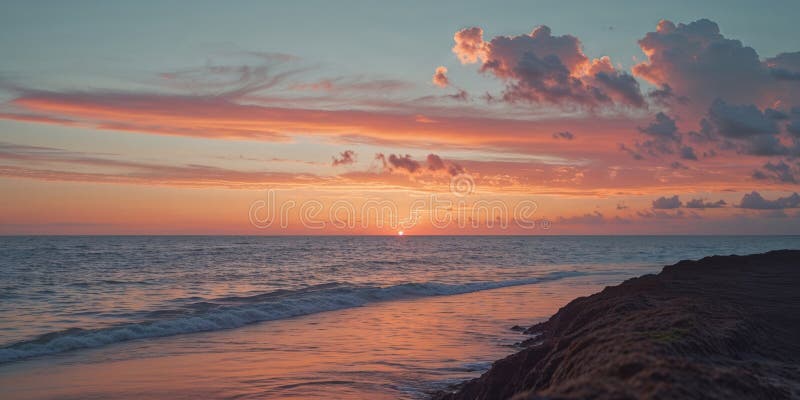 Fiery Sunset Over Ocean Dramatic Sky Sunrise Seascape Stock Photo ...