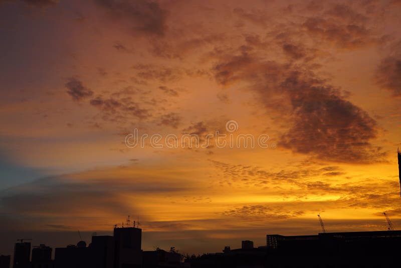 Fiery sunset stock photo. Image of orange, paints, fiery - 74605090