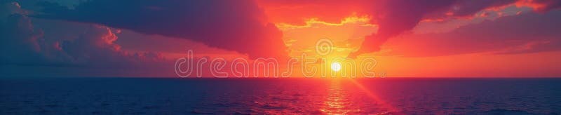 Fiery Sunset Paints Sky, Ocean Ablaze with Color, Element, Sky Stock ...