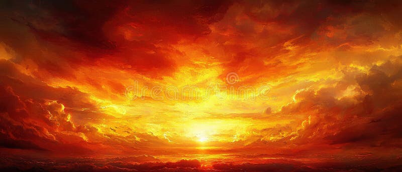 Fiery Sunset Sky stock illustration. Illustration of rays - 368893504