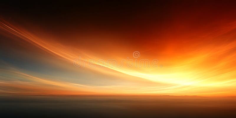Fiery Sunset Sky Dramatic Orange Yellow Cloudscape Art Calm Scene Light ...
