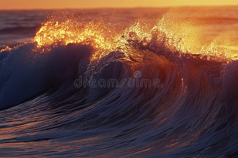 Fiery Sunset Waves Captured in Motion. Neural Network AI Generated ...