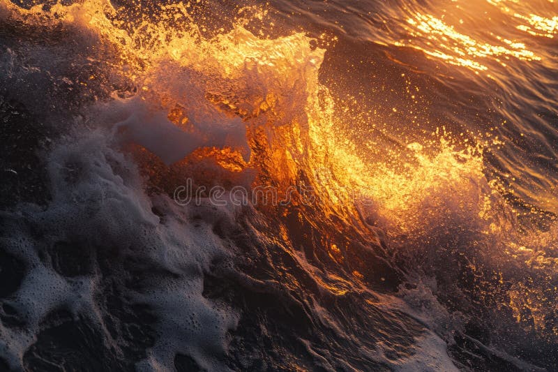 Fiery Sunset Waves Captured in Motion. Neural Network AI Generated ...
