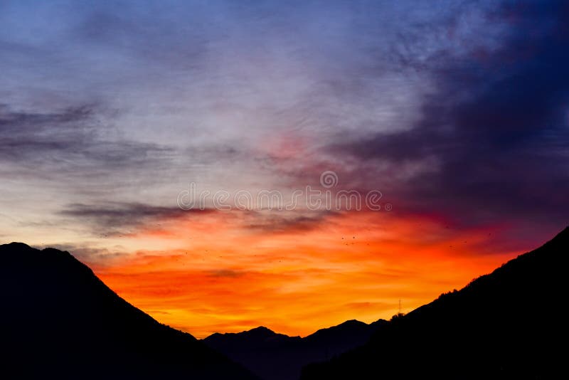 Fiery sunset in winter stock photo. Image of nature, beach - 87576448