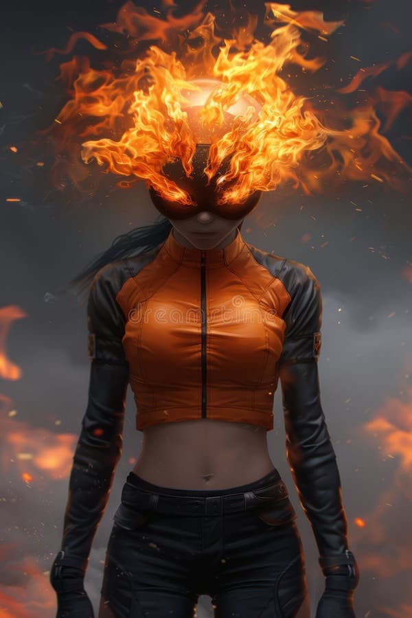 Fiery superhero in action stock illustration. Illustration of bold ...