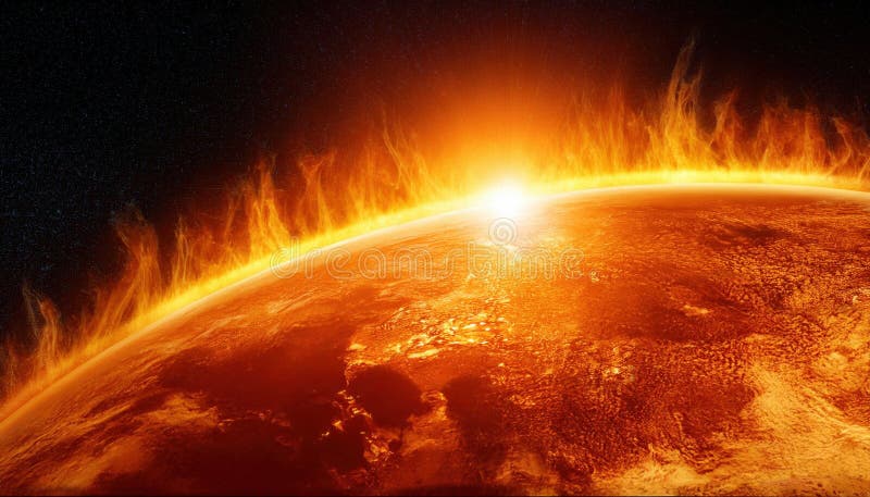 Fiery Surface of the Sun with Solar Flares and Glowing Atmosphere in ...