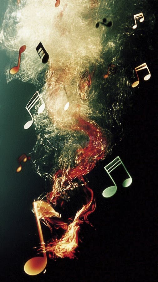 Fiery Swirl of Musical Notes in Abstract Symphony Stock Illustration ...