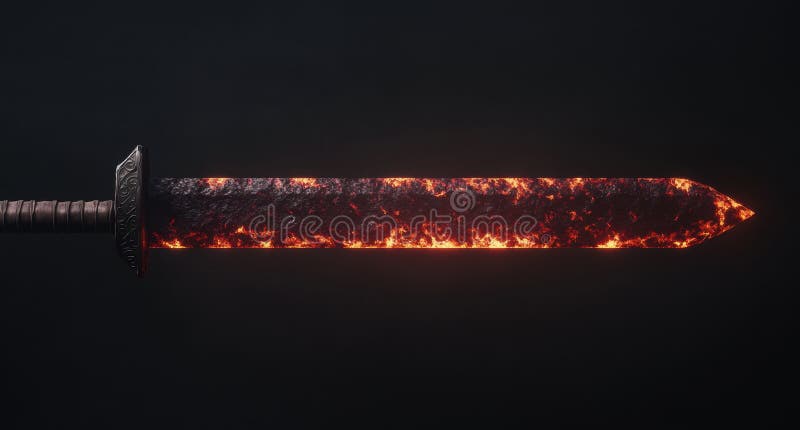 Fiery sword of destruction stock illustration. Illustration of power ...