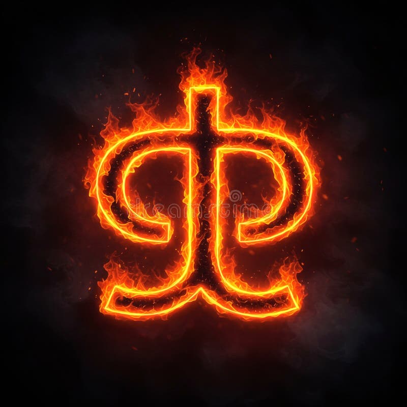 A Fiery Symbol Composed of a Glowing Orange Outline with Flames ...