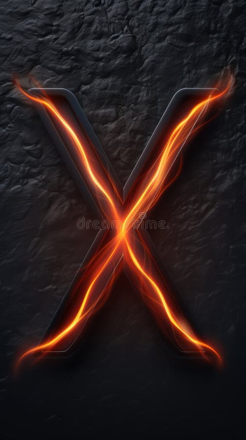 Fiery X Symbol on Dark Background Stock Illustration - Illustration of ...