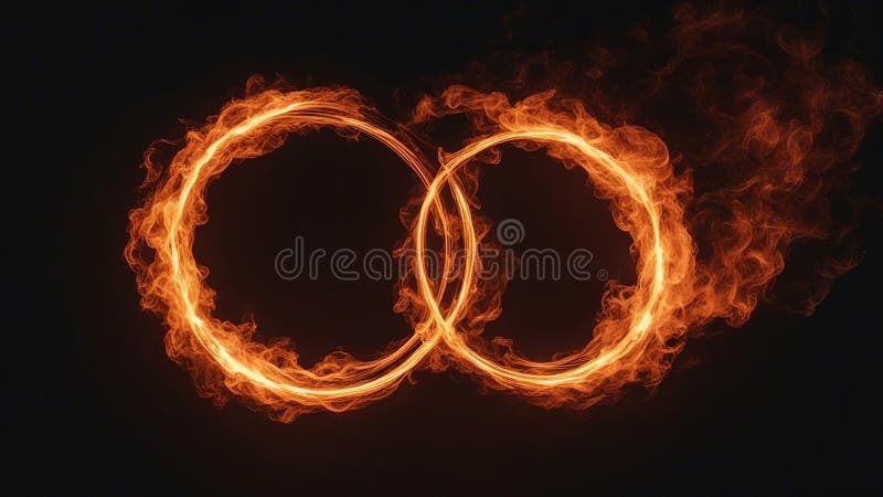 Fiery Symbol a Fire Hoop Spinning in the Darkness, Creating a ...