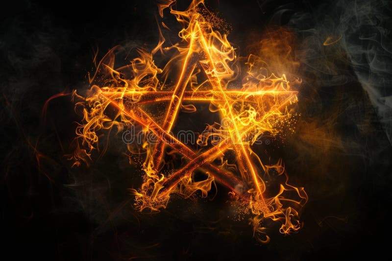 A Fiery Symbol, Five-pointed Star Shape Made of Flames, Potentially ...