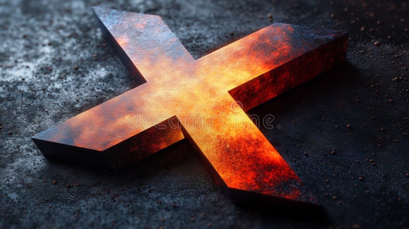 Fiery X Symbol on a Textured Surface with Dramatic Lighting Effect ...