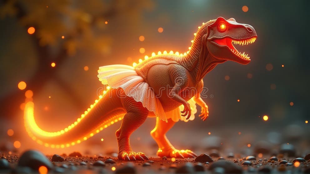 Fiery T-Rex in Tutu stock illustration. Illustration of digital - 353152981