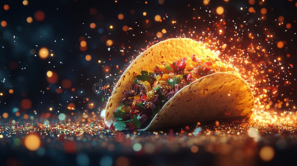 Fiery Taco with Sparkling Embers Stock Illustration - Illustration of ...