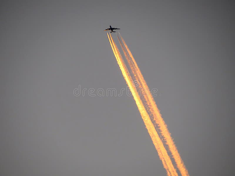 Fiery Tail among the Grey Evening Sky Stock Image - Image of fire ...