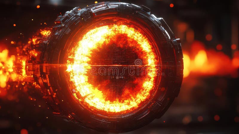 Fiery Tech Orb, Sci-Fi Energy Core Stock Image - Image of glow ...