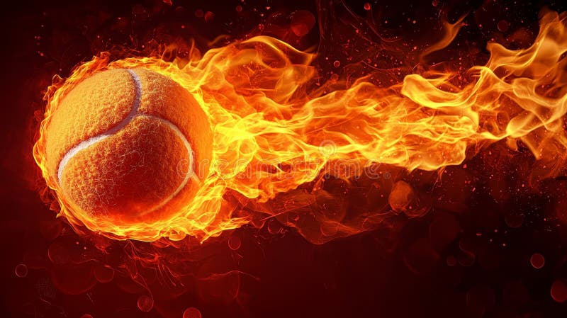 Fiery Tennis Ball Isolated, Powerful Flames Engulf a Tennis Ball for ...
