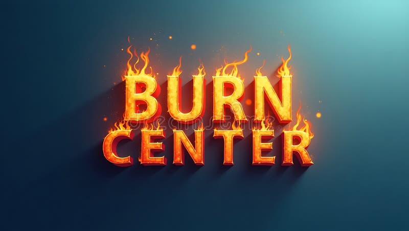 Text Design for a Burn Center Featuring Fiery Elements and 3D Effects ...