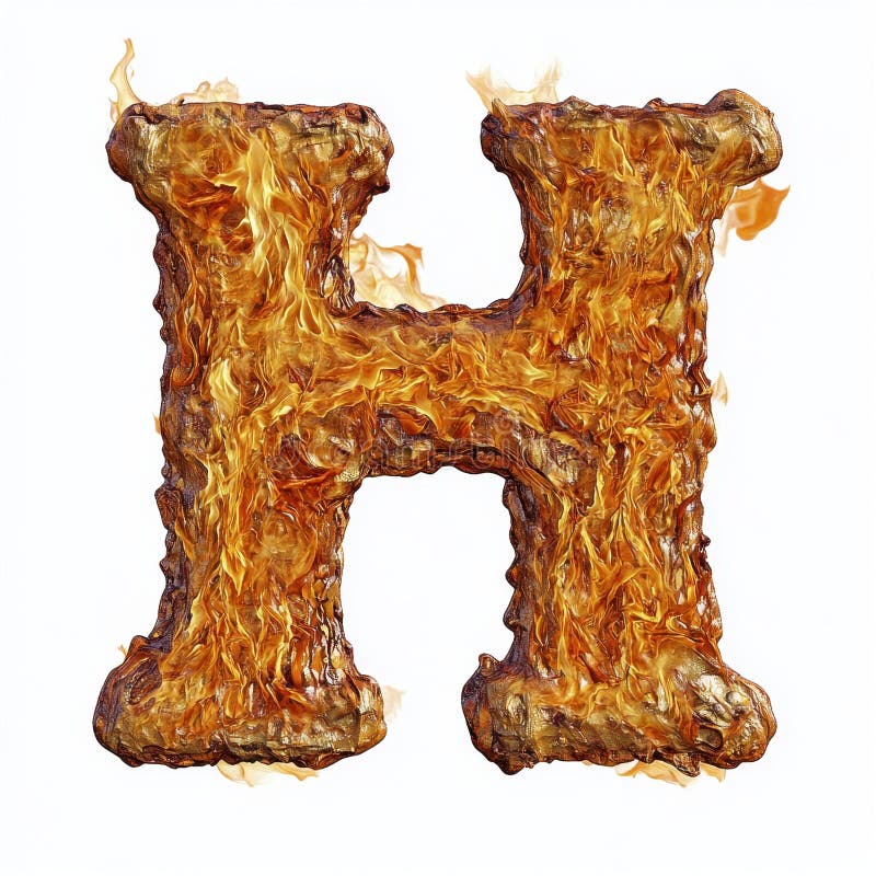 A Fiery, Textured Letter "H" Resembling Cooked Meat Stock Illustration ...