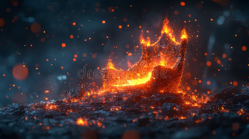 Fiery Throne of Embers a Burning Crown in the Dark Stock Illustration ...
