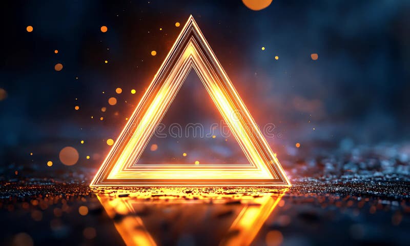 Fiery Triangle Frame on Dark Background with Sparks and Bokeh Stock ...