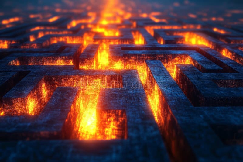 Fiery Underground Maze Illuminates with Intricate Patterns and Mystical ...