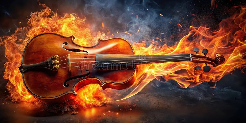 Fiery Violin a Dramatic Composition of a String Instrument in Flames ...