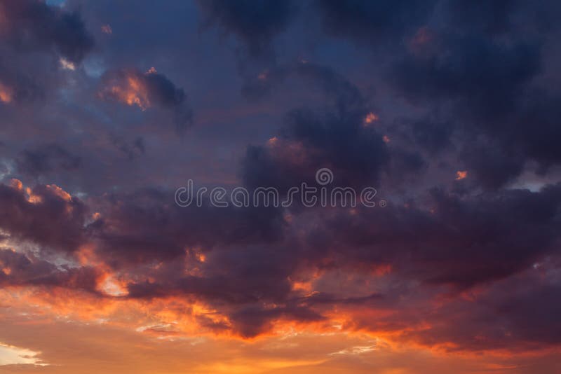 Fiery Vivid Sunset Sky Clouds Stock Image - Image of backdrop, orange ...