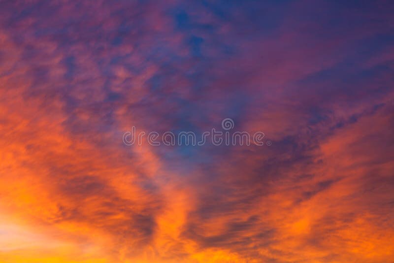 Fiery Vivid Sunset Sky Clouds Stock Image - Image of sunset, heaven ...