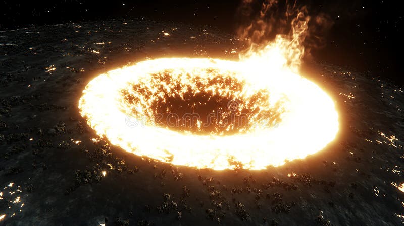 A Fiery Volcanic Eruption Scene Emanating from a Planet Surface Stock ...