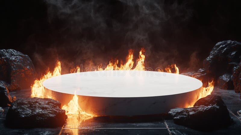 Fiery Volcanic Marble Platform Dramatic Surreal Product Display ...