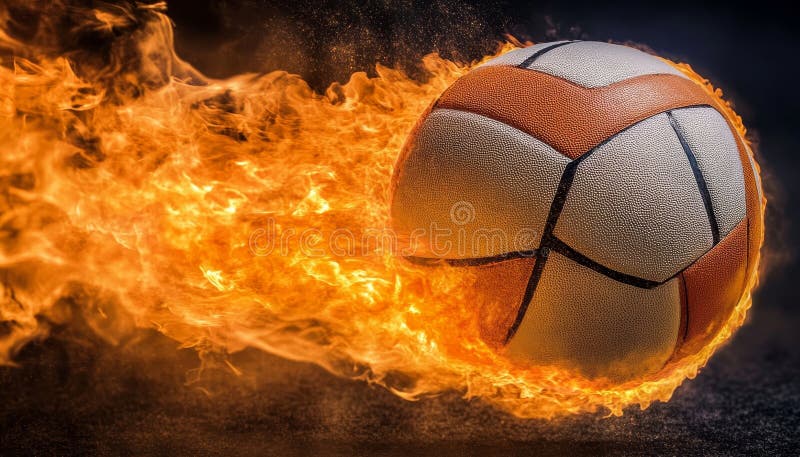 Fiery Volleyball on Fire Sporting Passion and Competition Background ...