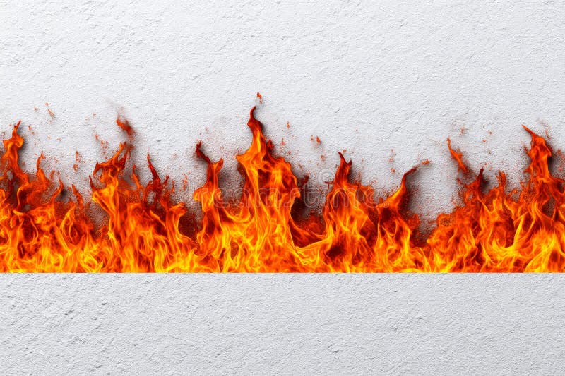 Fiery Wall Border a Vibrant of Flames Burning Along a White Wall ...
