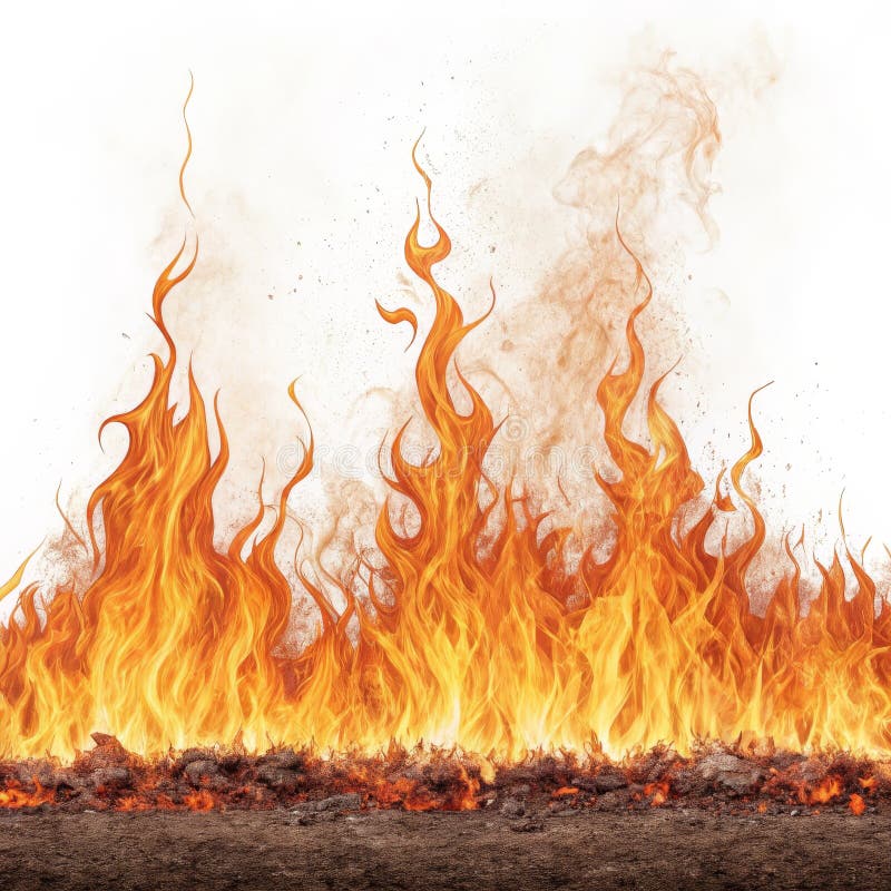 Fiery Wall of Flames Digital Composition, Orange and Yellow Hues ...