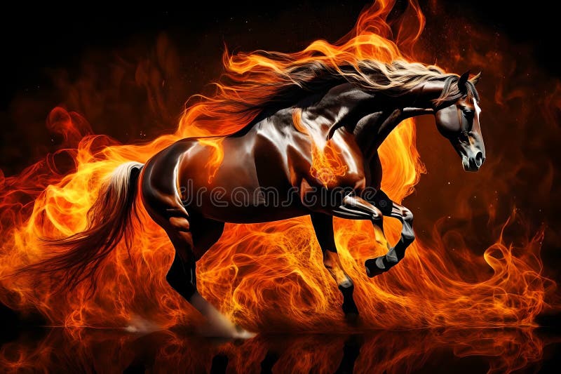 Fiery Wallpaper Featuring a Horse Made of Flames Running through ...